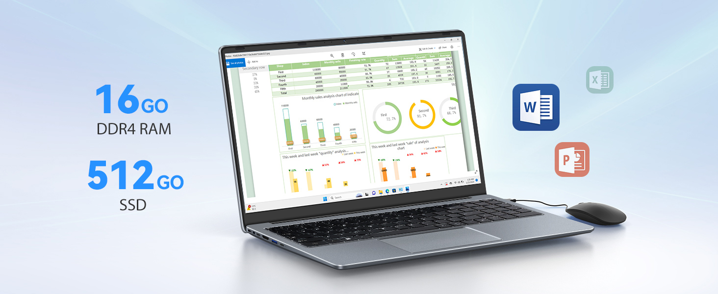 PC portable 15,6"-NVIDIA MX330 Graphique-Intel Alder Lake N95(jusqu'à 3 ...