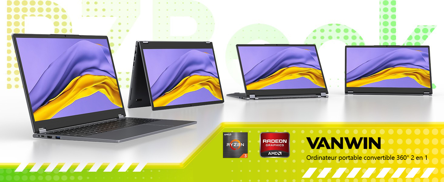 PC Portable- VANWIN -15,6 Ecran Tactile 360°Rotation-AMD RYZEN3 3200U-16Go RAM-512Go SSD ...