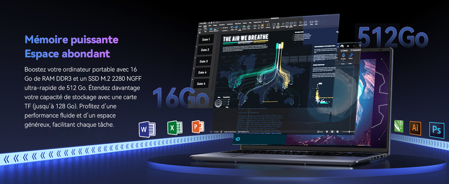 PC Portable-16''FHD-Intel Core i5-8210Y (2C/4T,jusqu'à 3.6Ghz)-16 Go ...