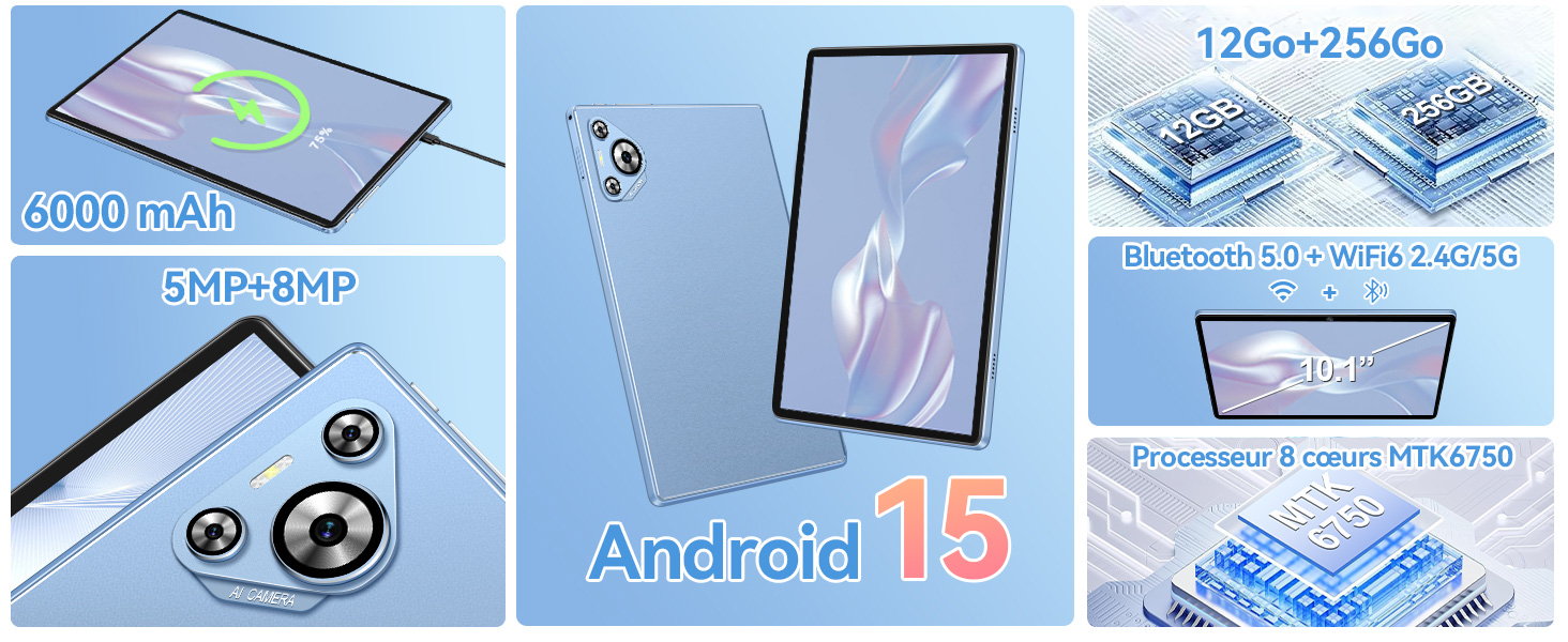 Tablette tactile - Android 15 - MICREAR - 10,1" - MediaTek MT6750 Octa ...