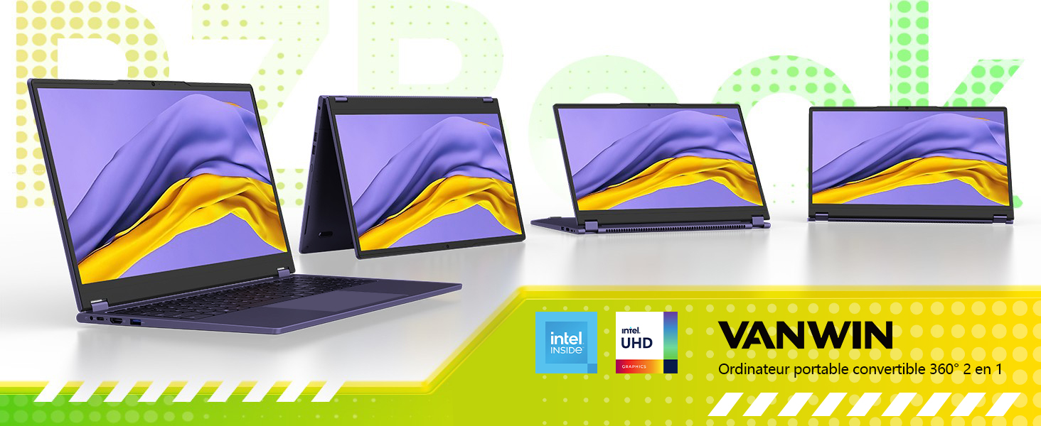 PC Portable Intel Core M3-8100Y, Tactile 2-en-1 Convertible à 360° avec ...