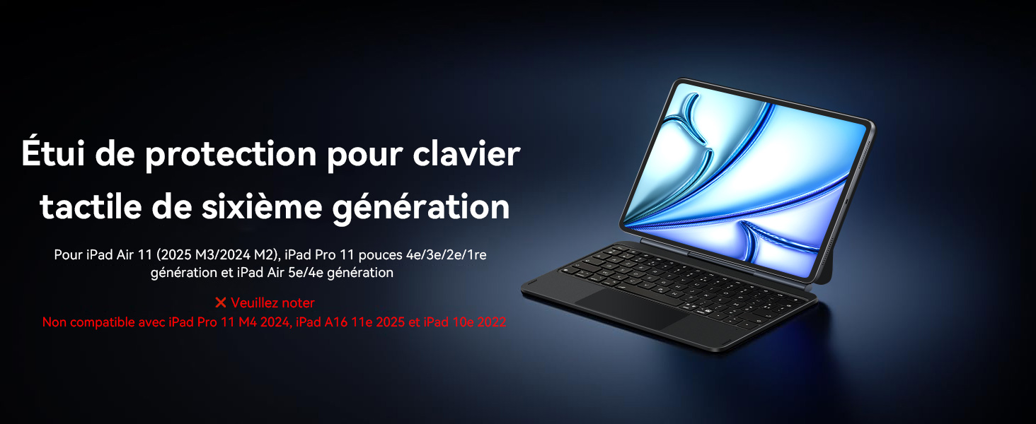 Clavier Français AZERTY pour iPad Air 11" M3/M2, Air 4/5 10.9" et Pro ...