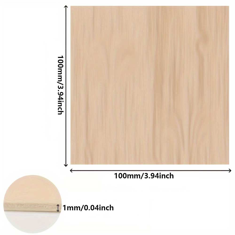 100x100/100x200mm Wood Sheets for Crafts 1-3mm Thick Smooth Square Wood ...