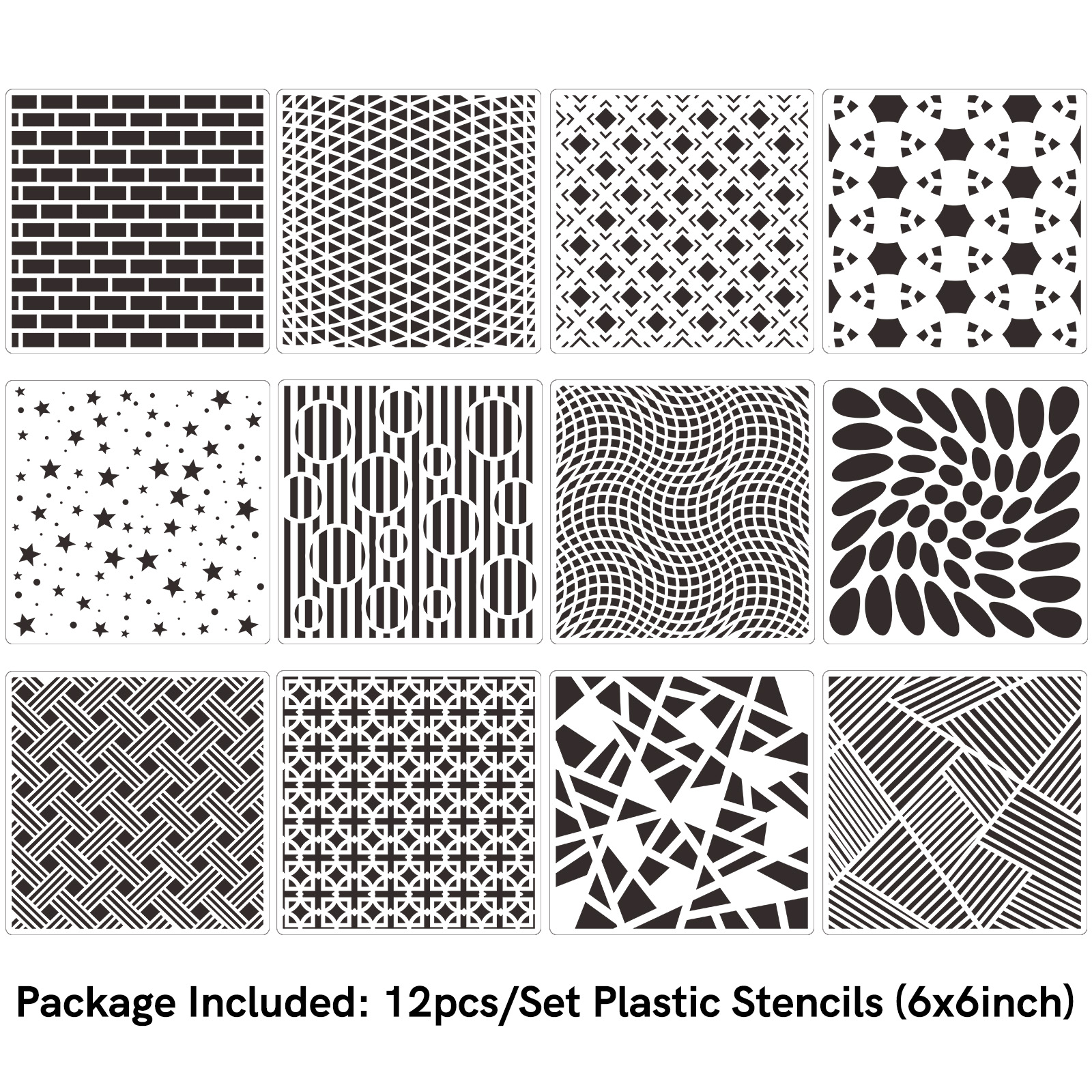 12 Background Stencils Set For Plastic DIY Drawing Template Album ...