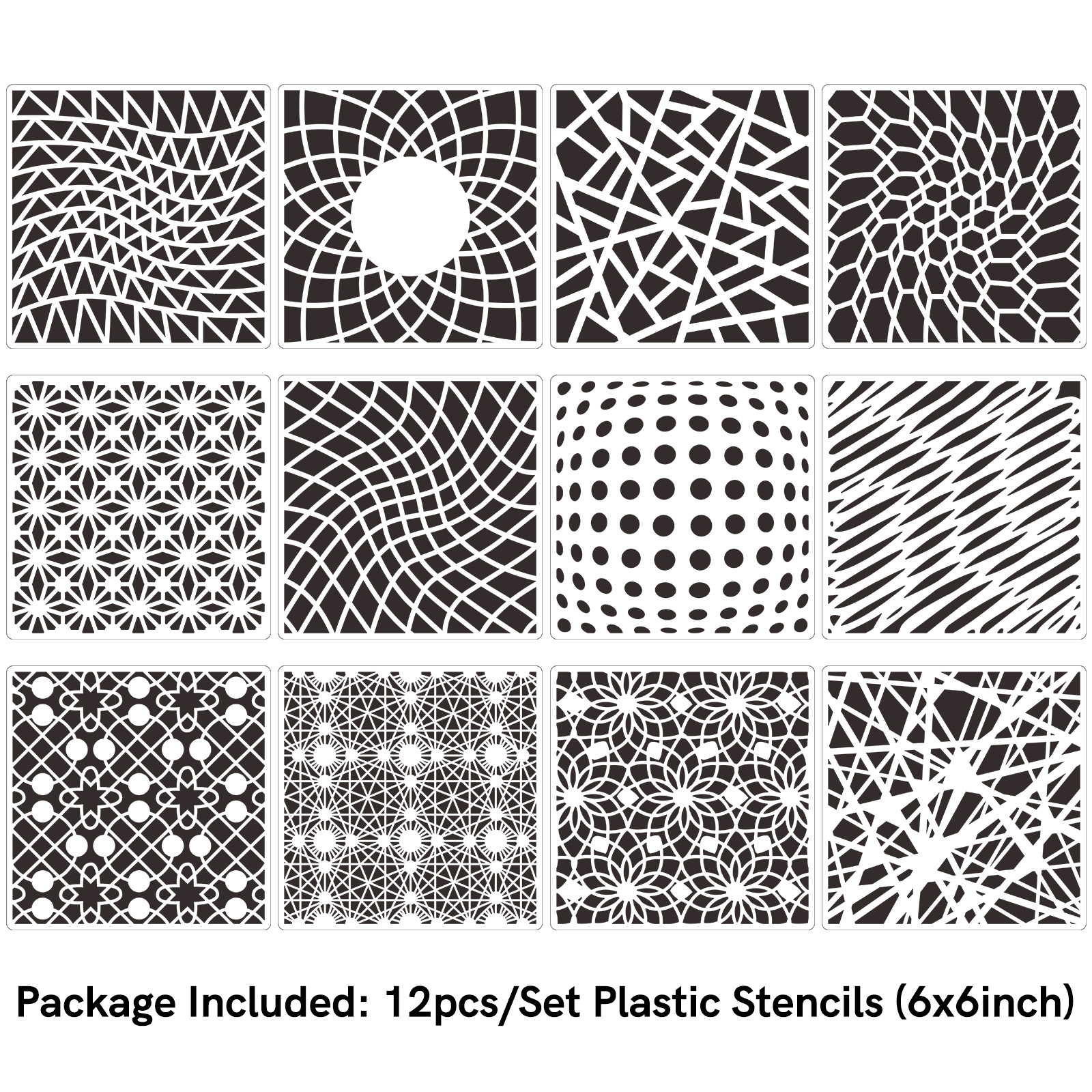 12 Background Stencils Set For Plastic DIY Drawing Template Album ...