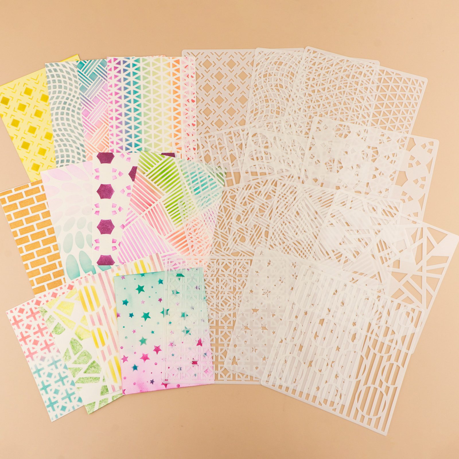 12 Background Stencils Set For Plastic DIY Drawing Template Album ...