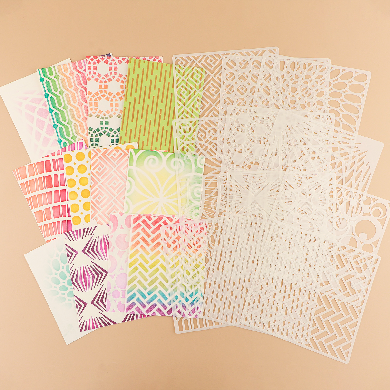 12 Background Stencils Set For Plastic DIY Drawing Template Album ...