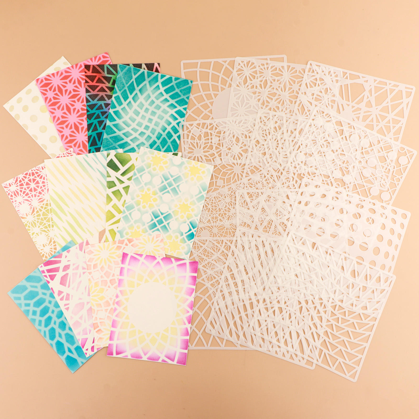 12 Background Stencils Set For Plastic DIY Drawing Template Album ...