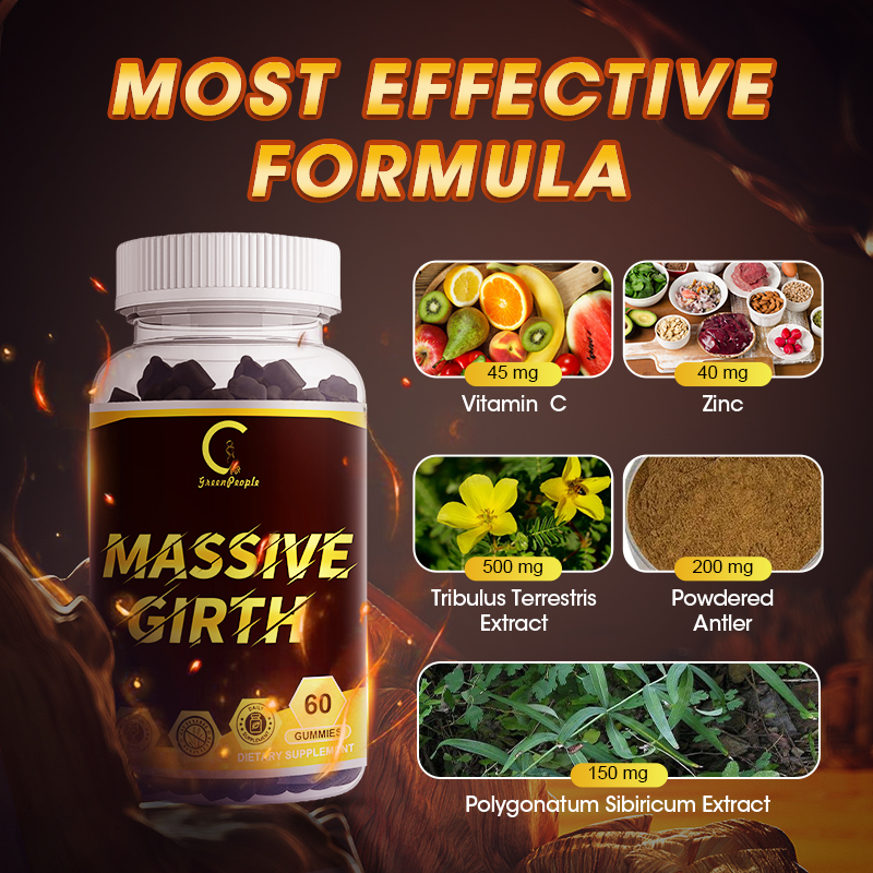 2x Massive Girth Gummies Grow Naturally Thicker Bigger Male Enhancing ...