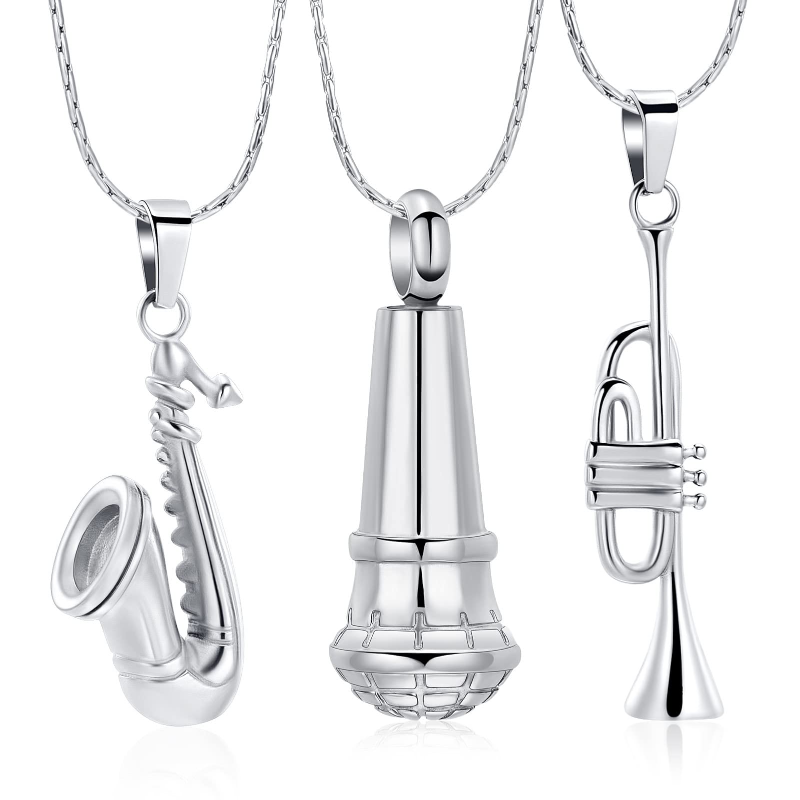 Microphone Tuba Trombone 3-Piece Pendant Set Necklace Urns for ...