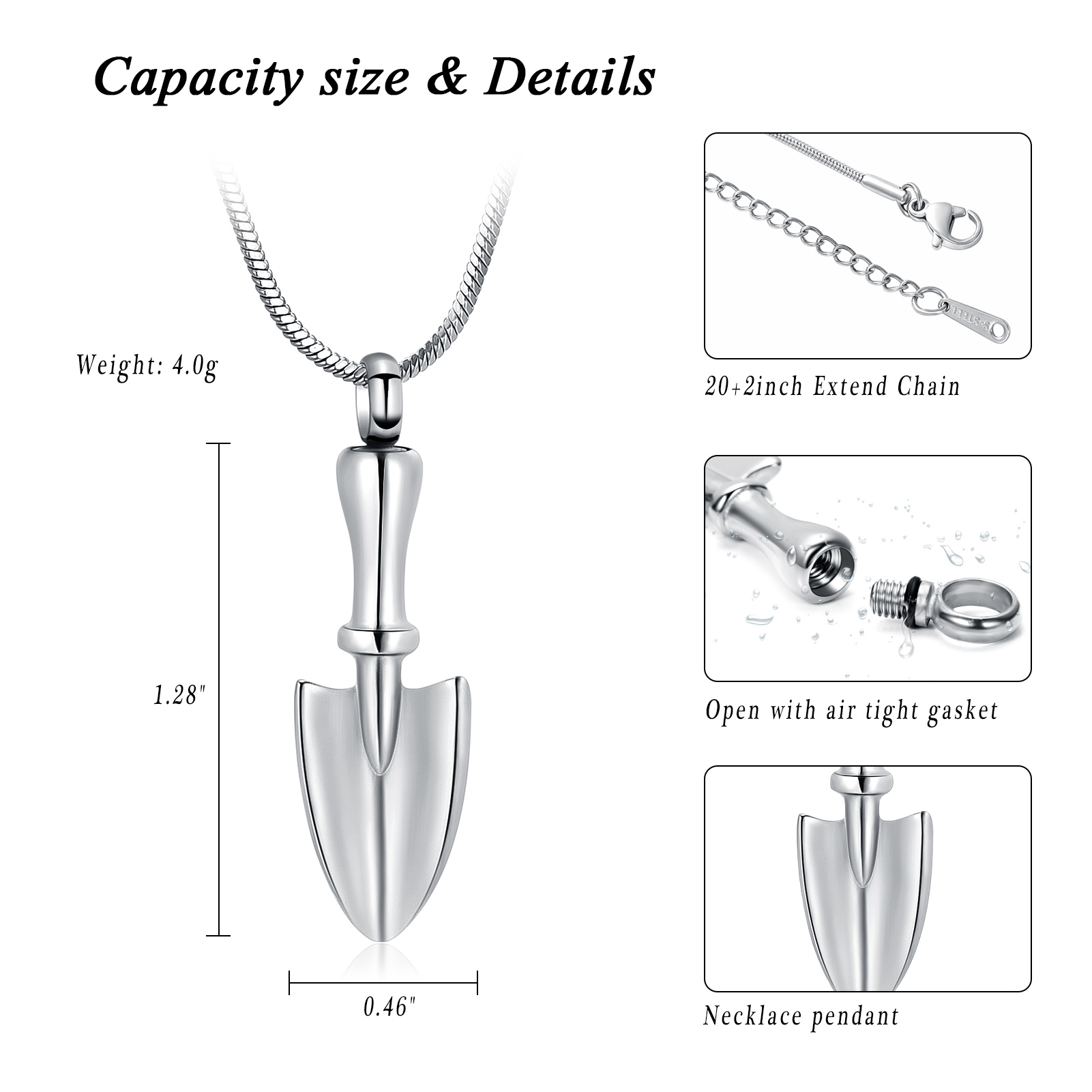 Stainless Steel Shovel Pendant Cremation Urn Pendant Necklace for ...