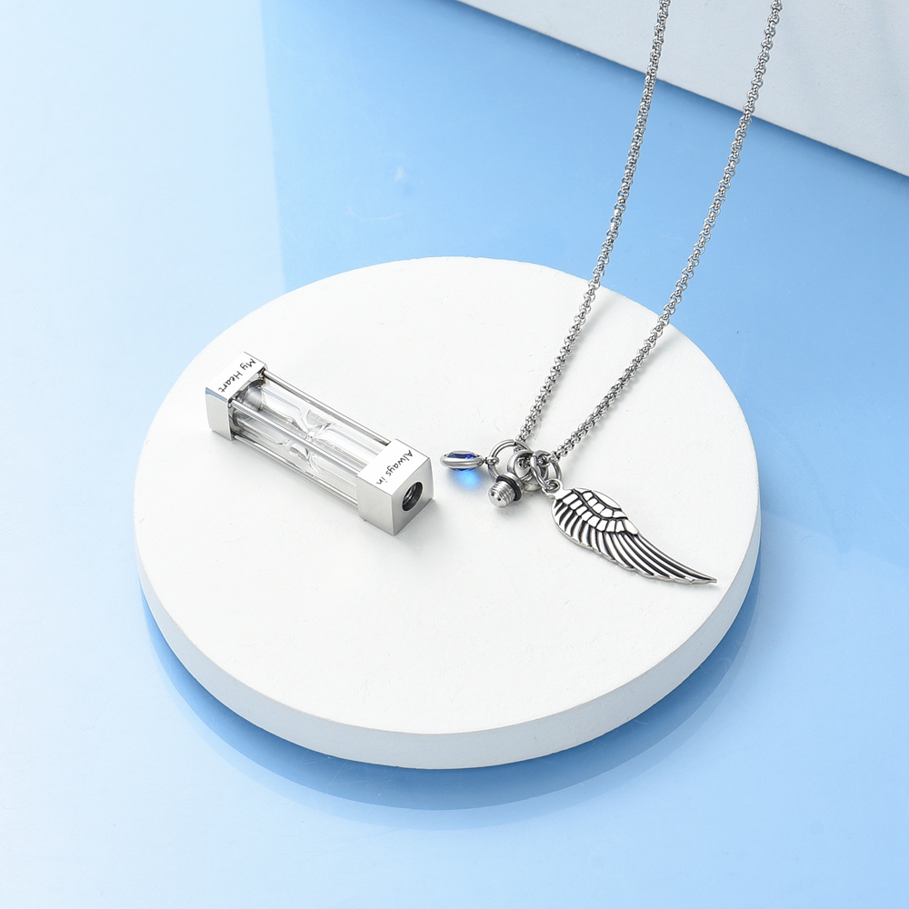 Glass Hourglass Cremation Jewelry for Ashes Container Vial Urn Necklace ...