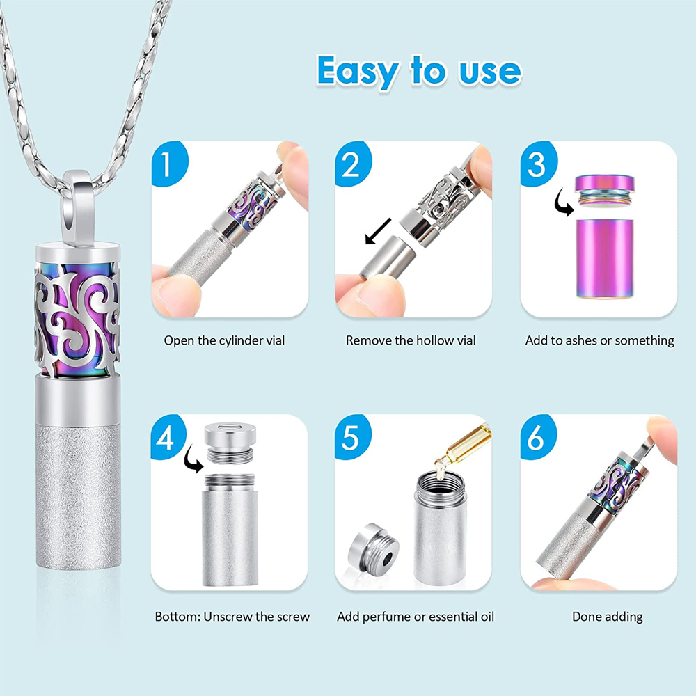 Hollow Cylinder Vial Keepsake Urn Cremation Jewelry Memorial Locket Urn ...