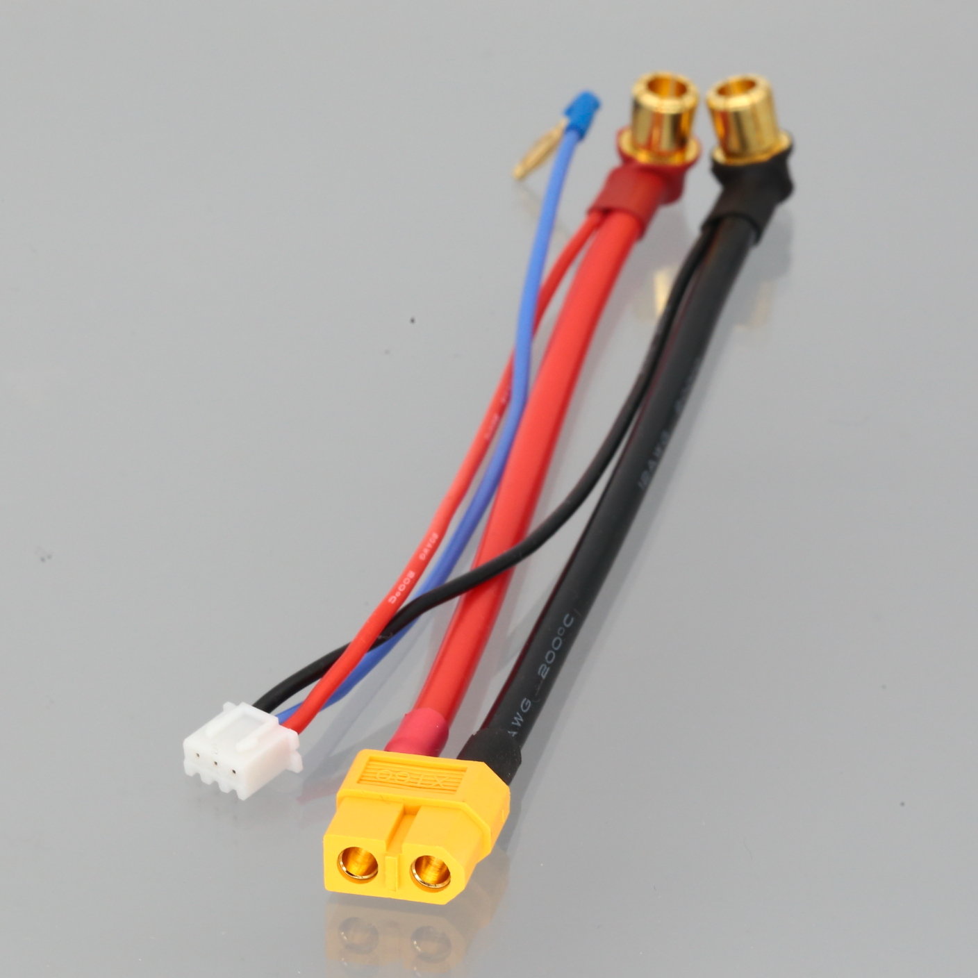 LiPo Battery Charge Balance Cable XT60 female to 8mm Bullet JST-XH 2S ...