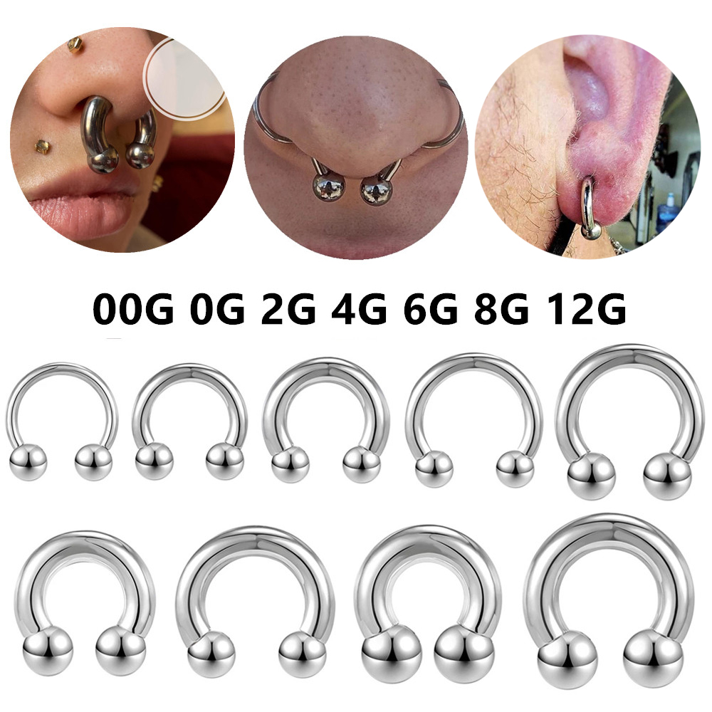 1 Pc Stainless Steel Horseshoe Nose Ring Large Size Septum Piercing Ear Piercing | eBay