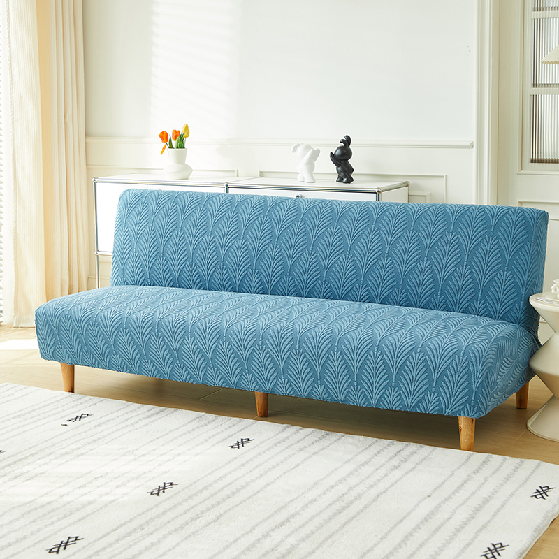 Leaf Jacquard Futon Cover Stretch Armless Couch Cover Spandex Sofa Bed ...